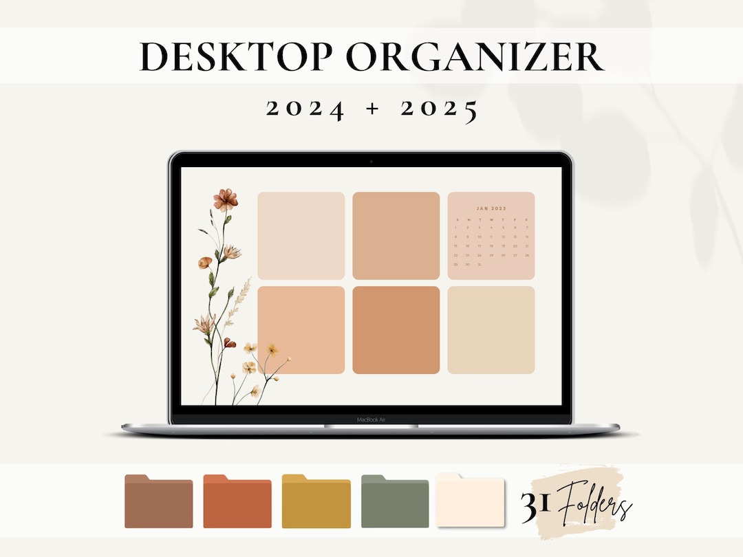 2024 and 2025 Flower Desktop Organizer, Wallpaper Aesthetic Desktop ...