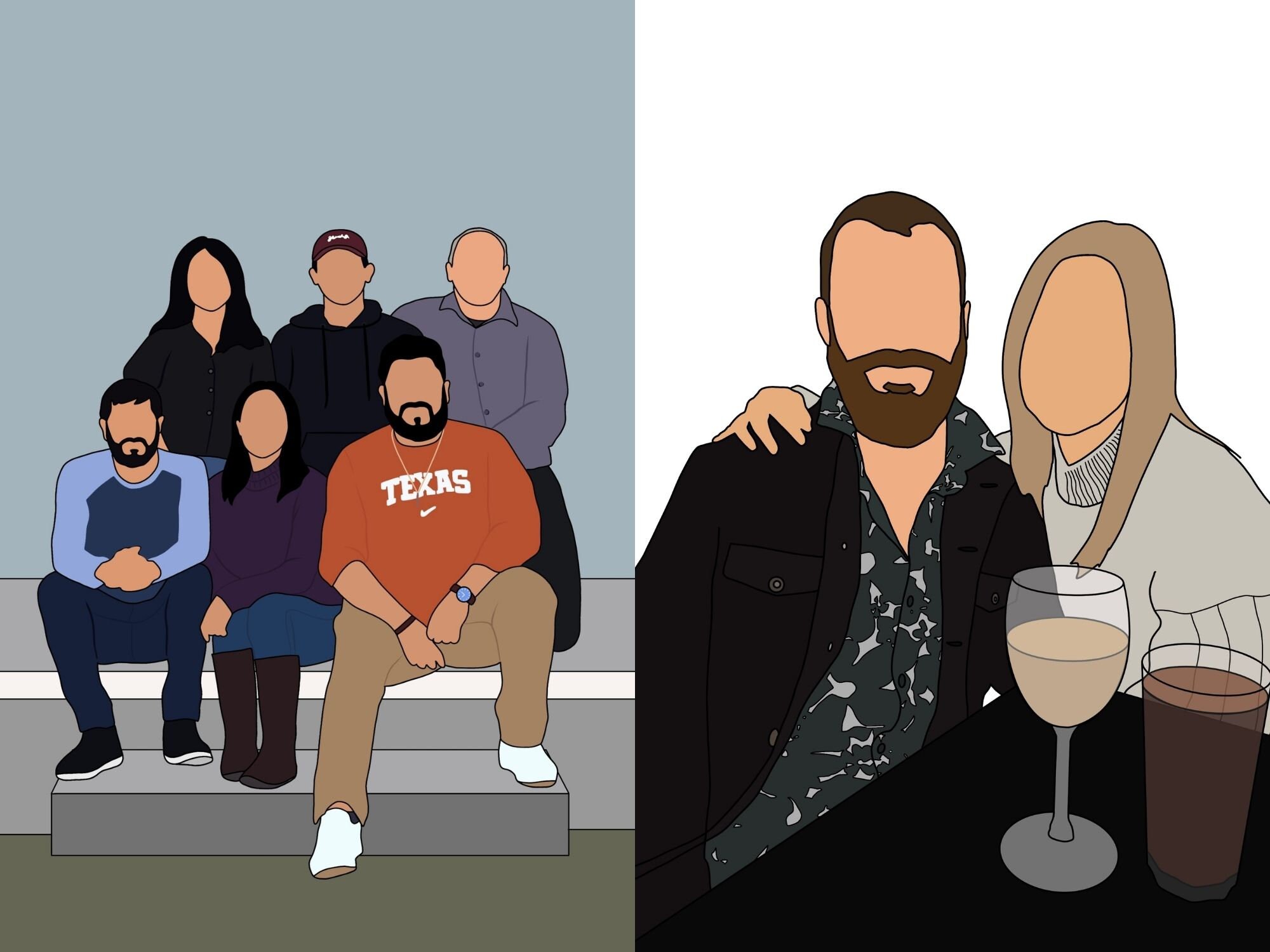 Cartoon Portrait Faceless portrait from photo custom | Etsy