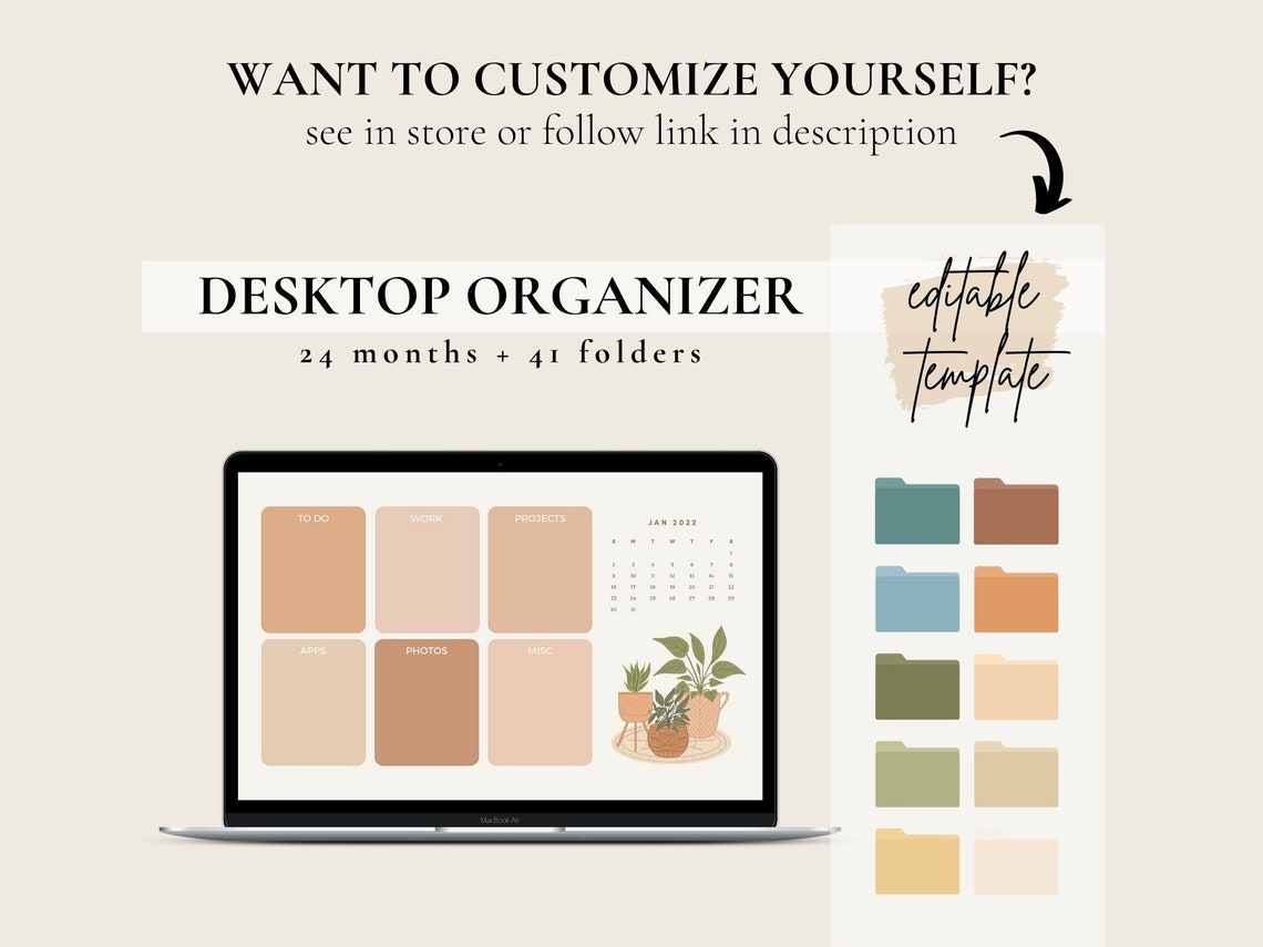 2023 and 2024 Desktop Organizer Digital Planner Boho Plant - Etsy