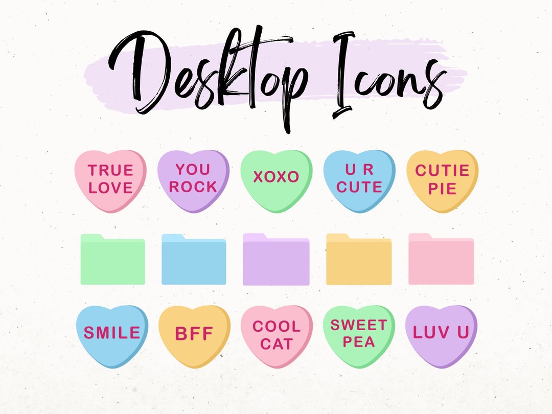 Candy Heart Desktop Icons, MacBook Folder Icons, Desktop Wallpaper ...
