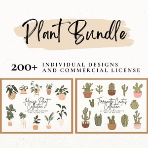Plant Clip Art Bundle, Boho SVG Bundle Commercial Use, Bohemian Clip ...