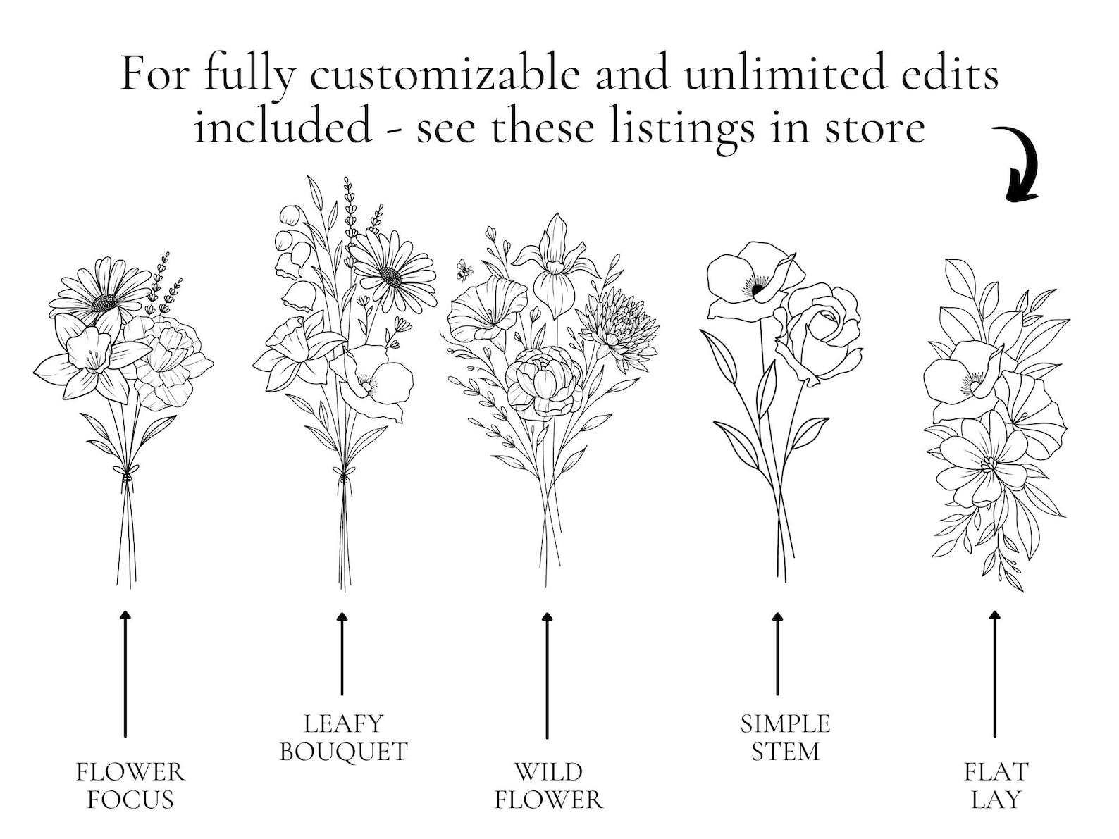 Custom Birth Flower Tattoo Design, Birth Month Flower, Wildflower ...