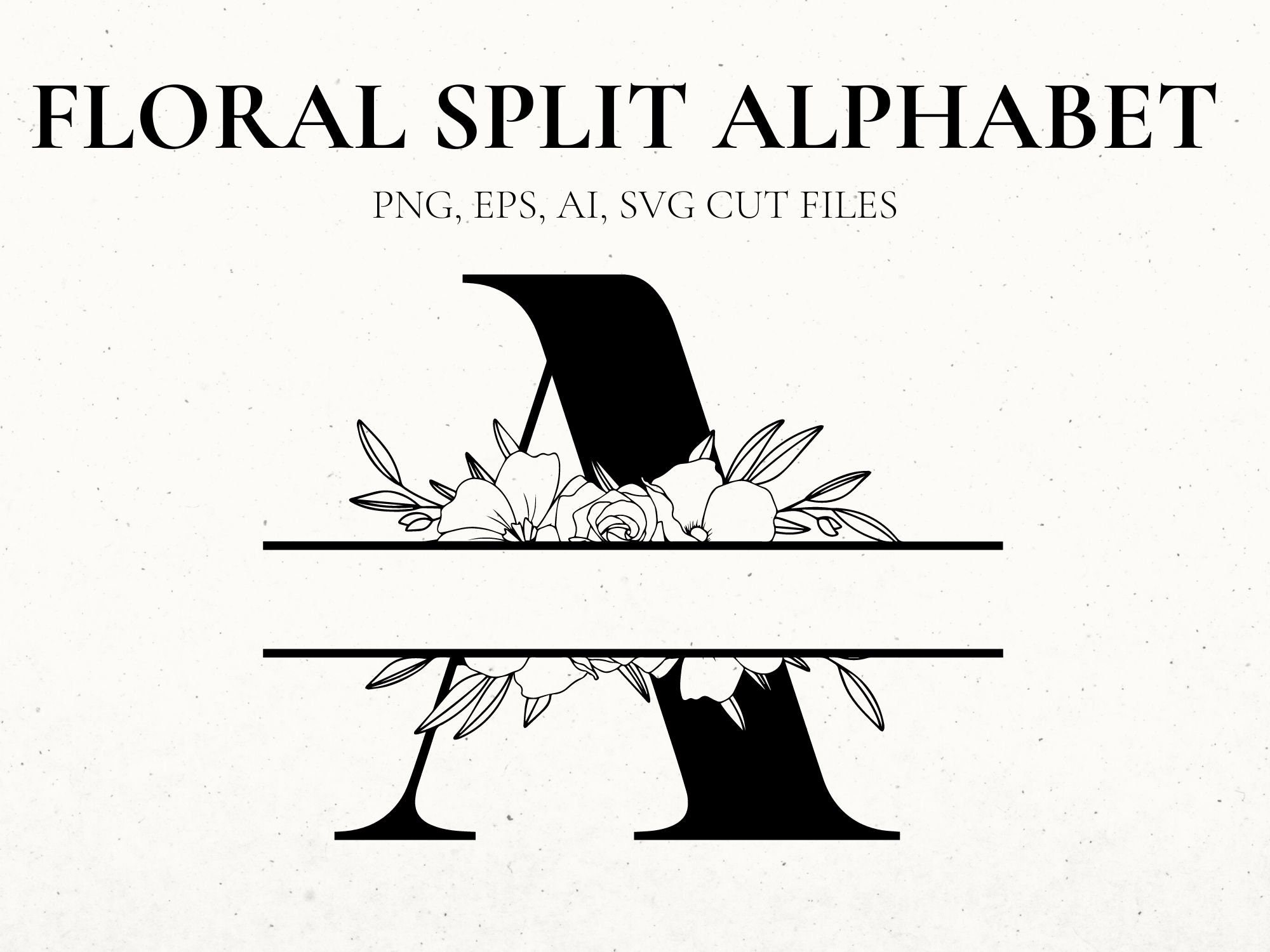 Split Letter Alphabet SVG Floral Alphabet Clip Art Flower - Etsy