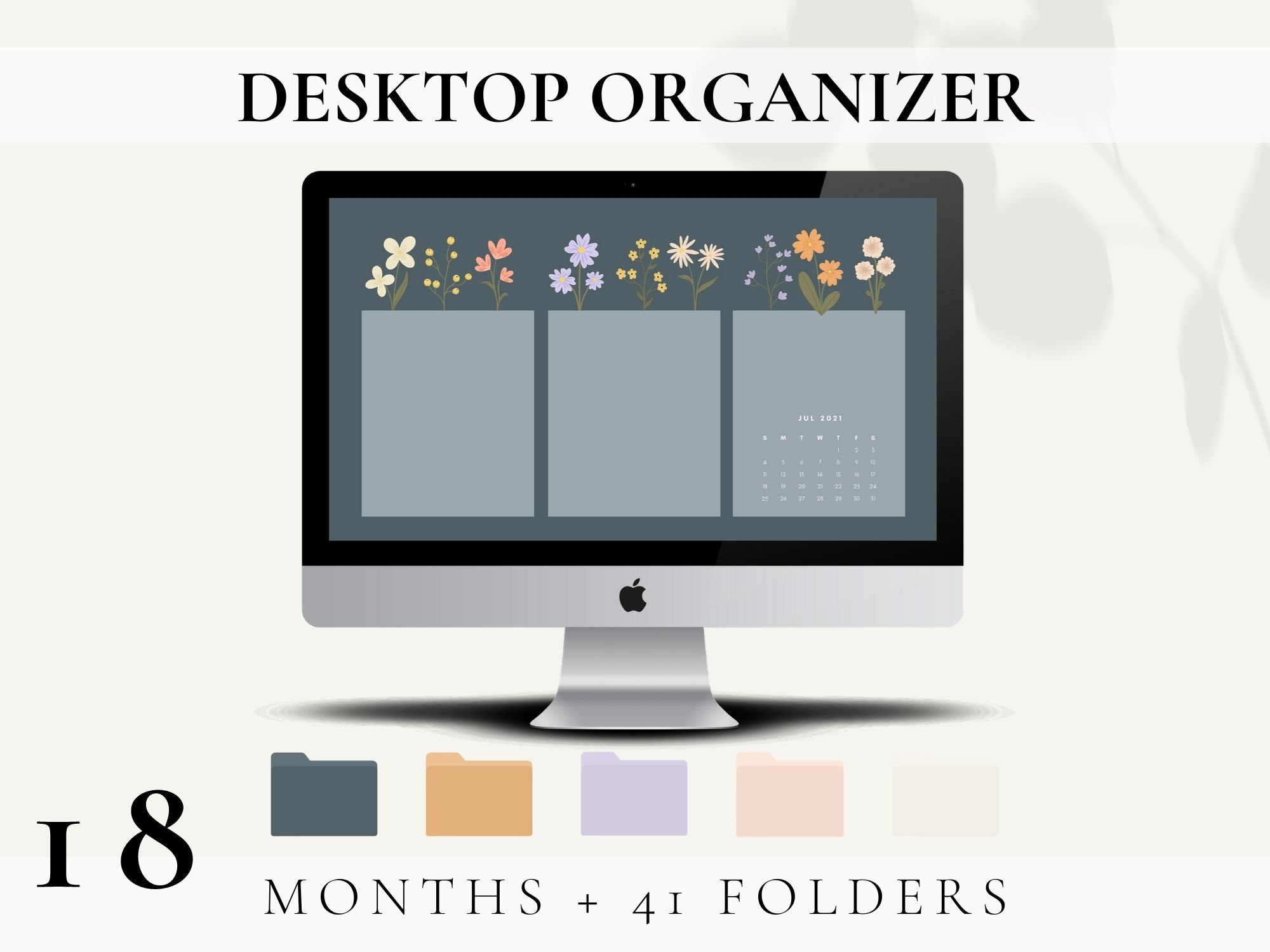 Flower Desktop Organizer 2022 2023 Wallpaper Aesthetic | Etsy