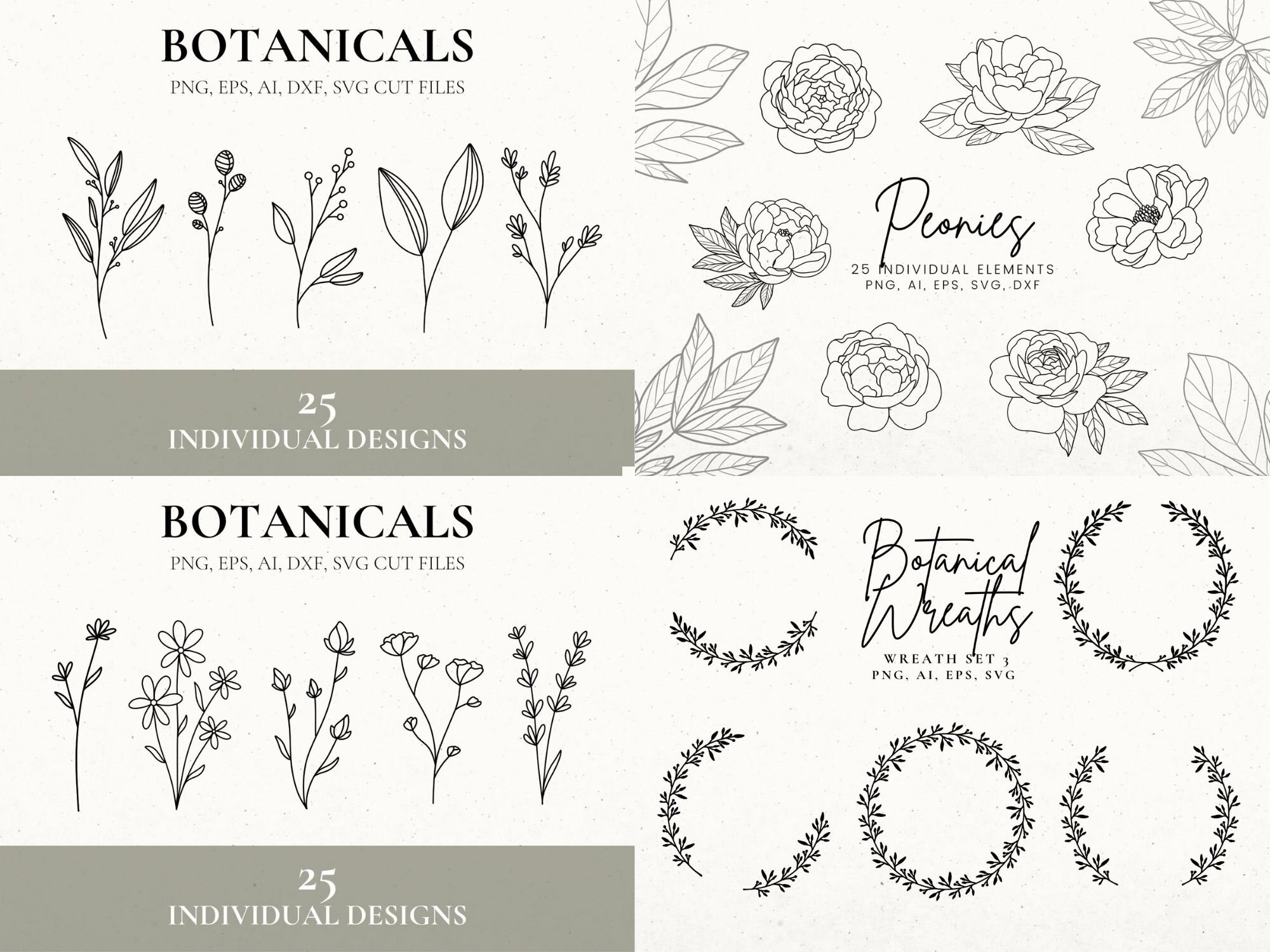 Botanical SVG Bundle, Plant Clip Art Bundle Commercial Use, Birth ...