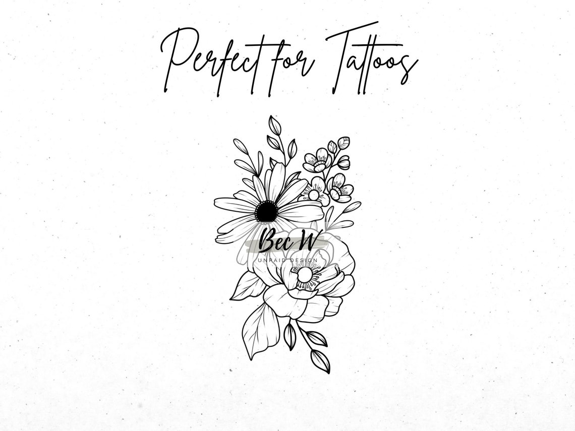 Flower Svg Bundle, Flower Stencil, Flower Tattoo Design, Floral Clip ...