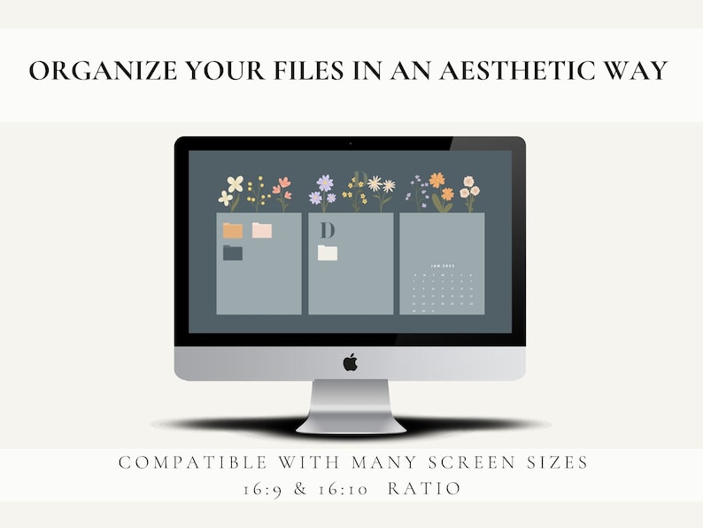 Flower Desktop Organizer 2022 2023 Wallpaper Aesthetic - Etsy