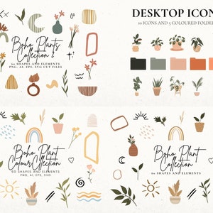 Plant Clip Art Bundle, Boho SVG Bundle Commercial Use, Bohemian Clip ...