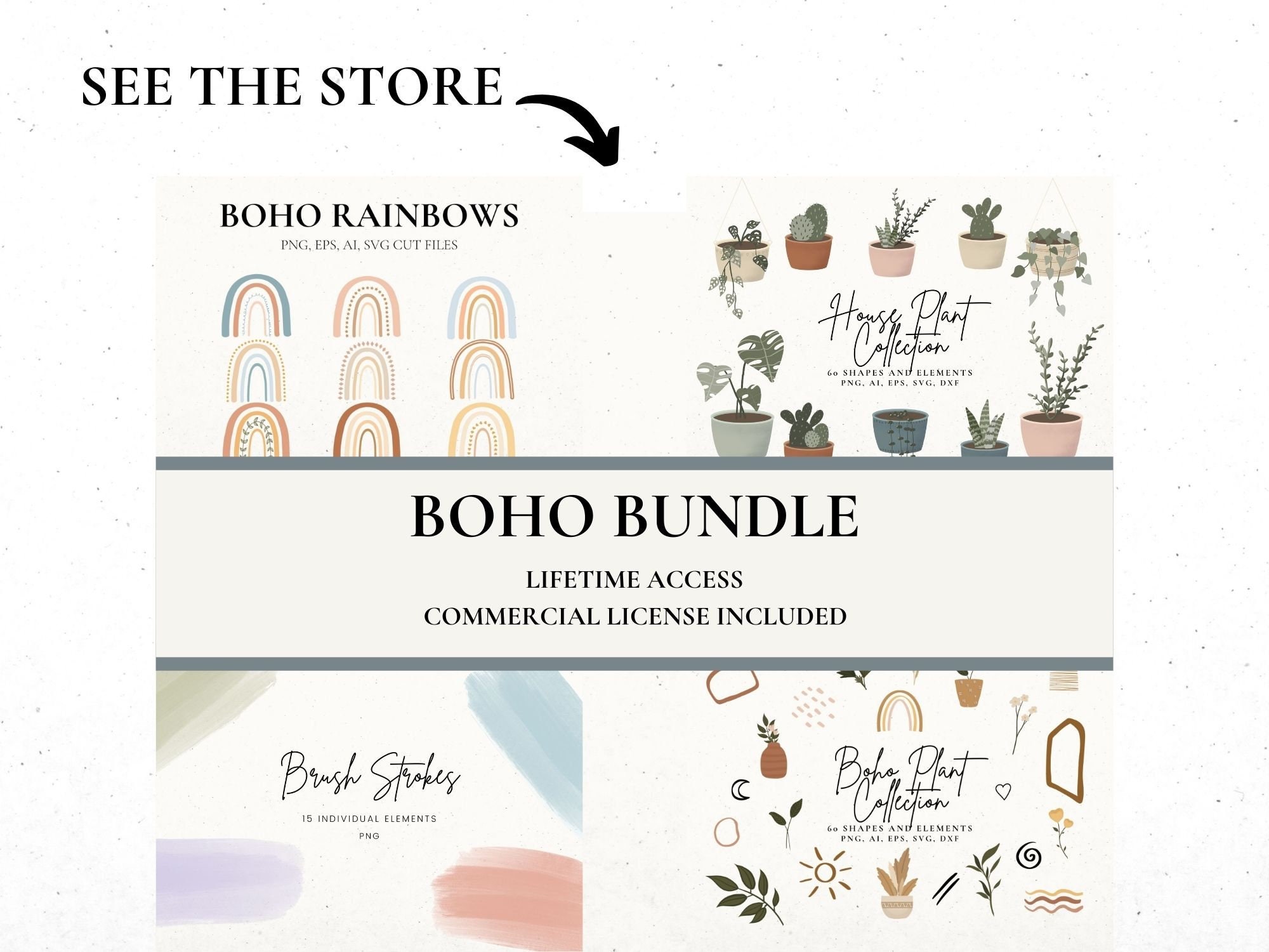 Boho Rainbow Clip Art Bundle Hand Drawn Rainbow SVG Pastel - Etsy