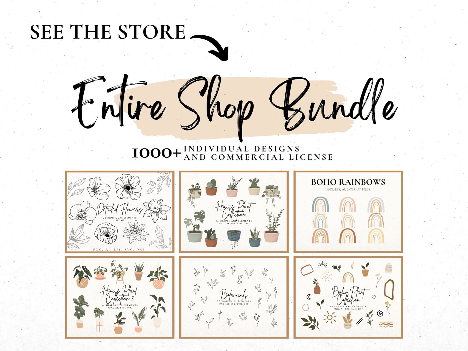 Cactus SVG Bundle, Plants Clip Art Set, Plant Illustration, Boho Cactus ...