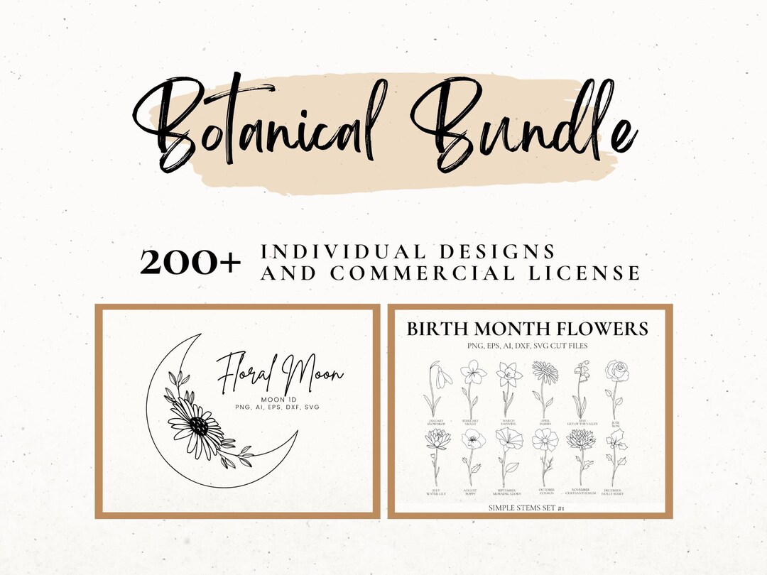 Botanical SVG Bundle, Plant Clip Art Bundle Commercial Use, Birth ...