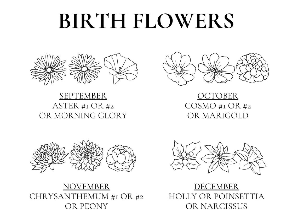 Custom Birth Flower Tattoo Design, Birth Month Flower, Wildflower ...