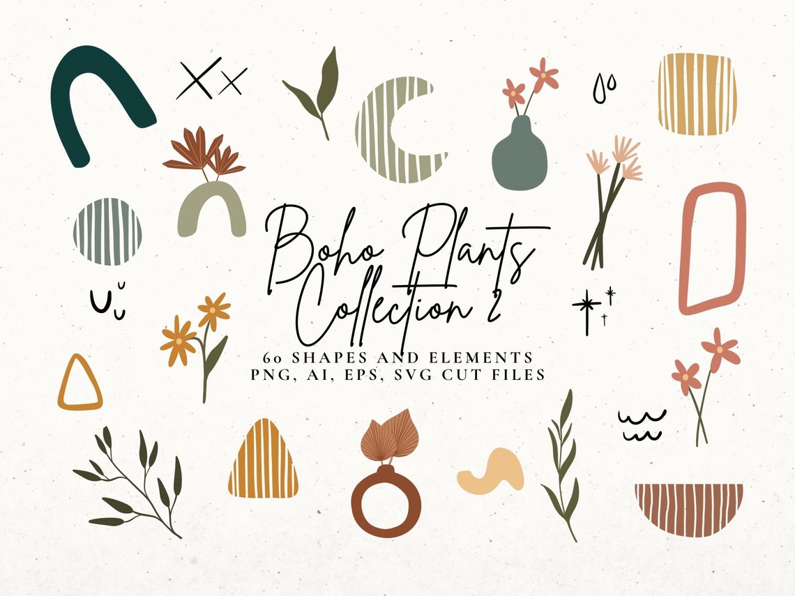Boho SVG Bundle Bohemian Clip Art Set Botanical Flower Svg - Etsy Canada