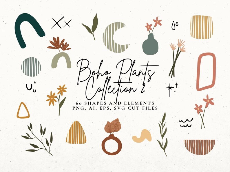 Boho SVG Bundle Bohemian Clip Art Set Botanical Flower Svg - Etsy Canada