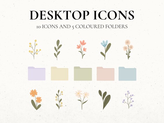 Desktop Icons Macbook Folder Icons Flower Icons Desktop - Etsy
