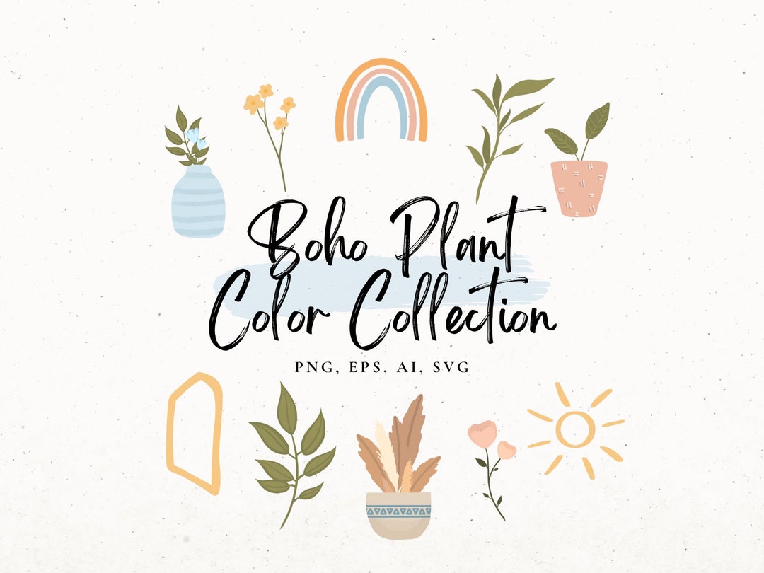 Boho SVG Bundle, Bohemian Clip Art Set, Botanical Flower Svg, Cactus ...
