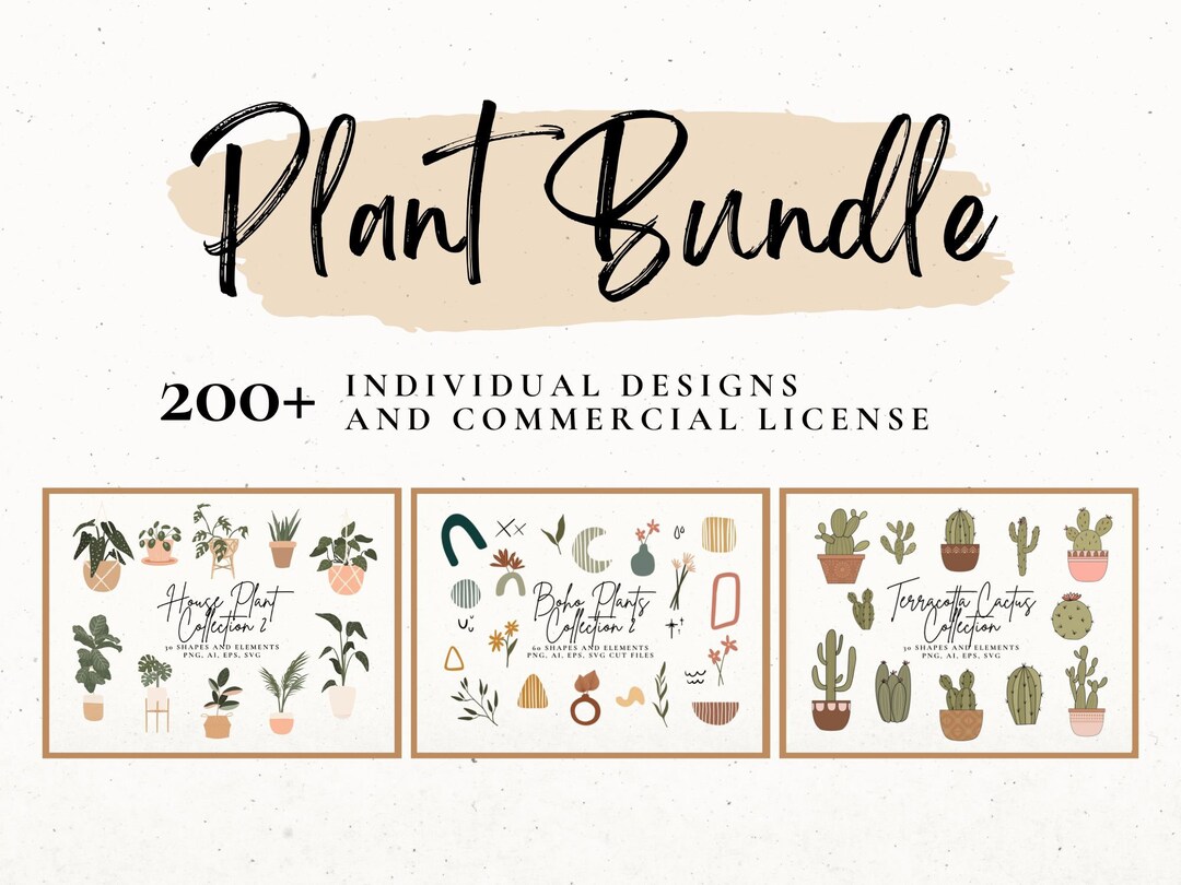 Plant Clip Art Bundle Boho SVG Bundle Commercial Use - Etsy