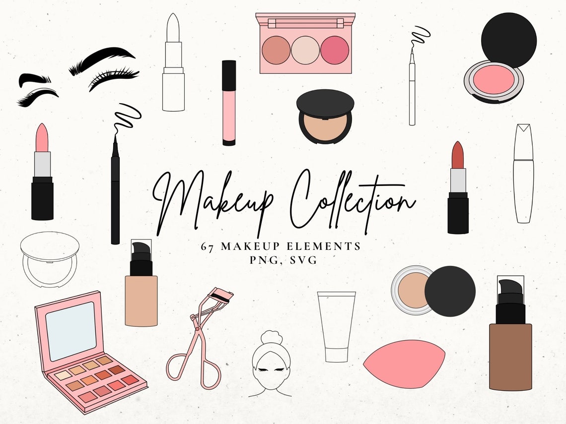 Makeup SVG Bundle Make up Clip Art Bundle Lipstick Svg | Etsy