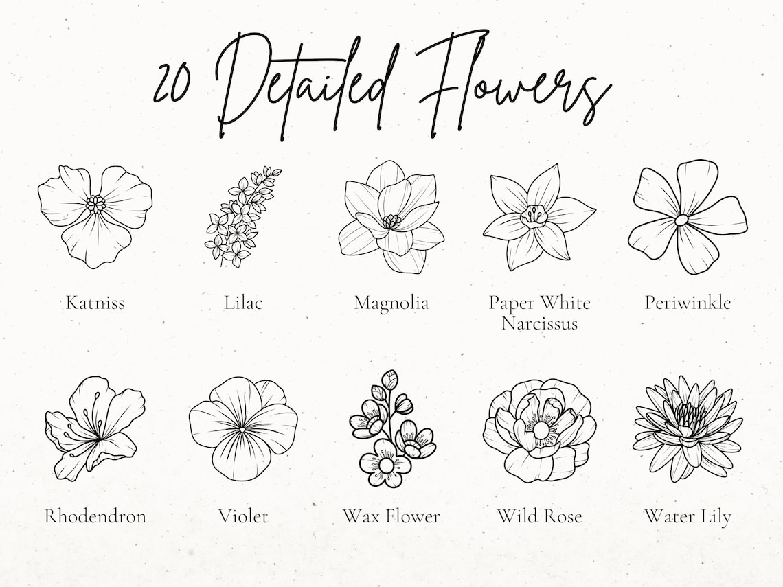 Flower Svg Bundle Flower Stencil Flower Tattoo Design - Etsy