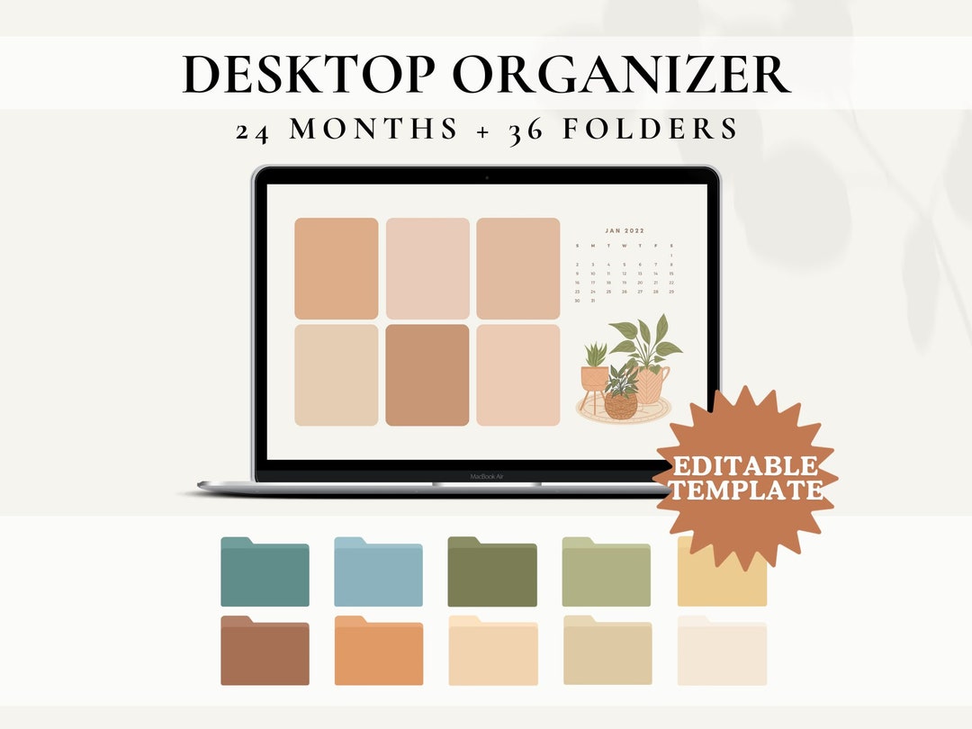 Boho Plant Desktop Template, Organizer Desktop Wallpaper 2022 - 2023 ...