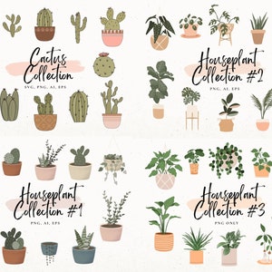 Plant Clip Art Bundle, Boho SVG Bundle Commercial Use, Bohemian Clip ...