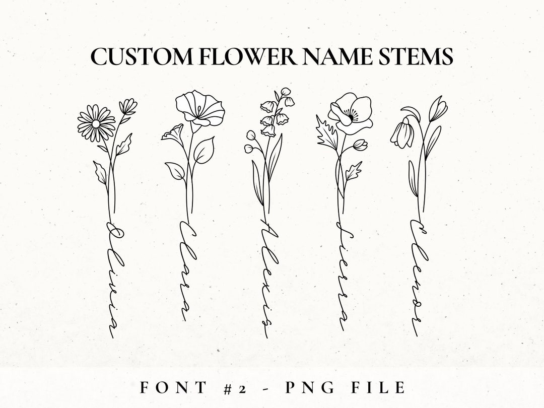 Custom Flower Name, Birth Flower Tattoo Design Commission, Birth Month ...