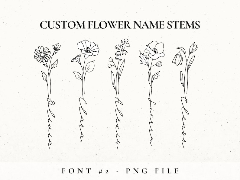Custom Flower Name, Birth Flower Tattoo Design Commission, Birth Month ...