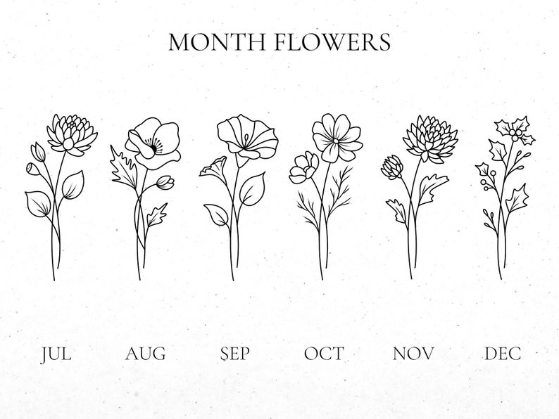 Custom Flower Name, Birth Flower Tattoo Design Commission, Birth Month ...