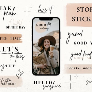 Instagram Story Stickers, Boho Instagram Sticker Set, Brushstrokes ...