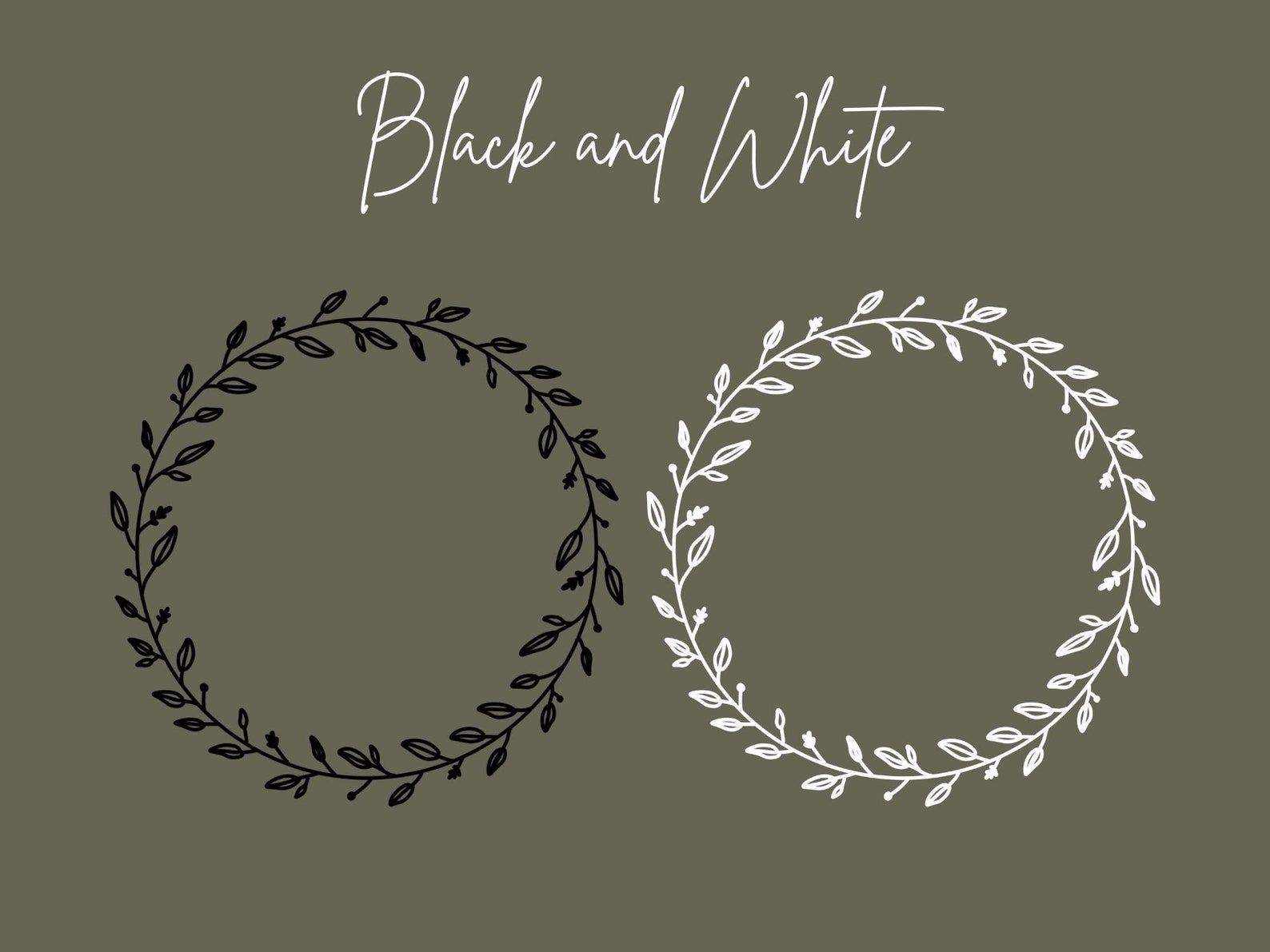 Botanical Wreath Svg Hand Drawn Laurel Wreath Clip Art - Etsy
