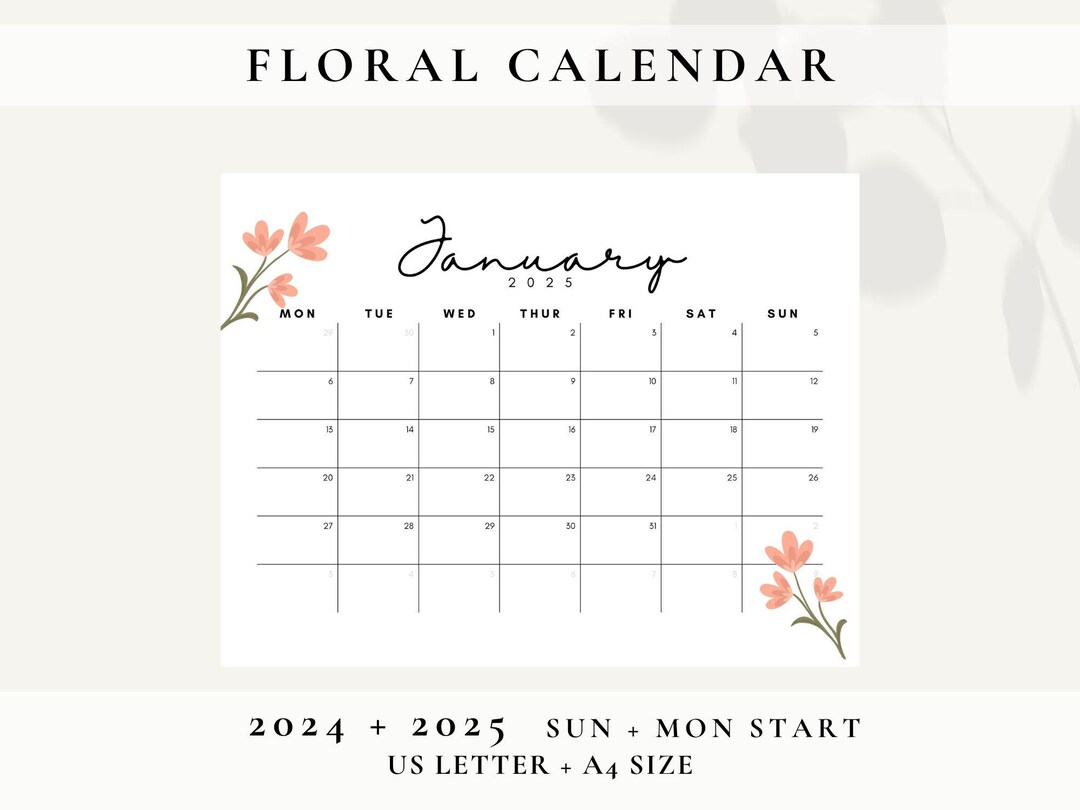 2025 Calendar, Printable 2025 Monthly Calendar Planner, Neutral Boho ...