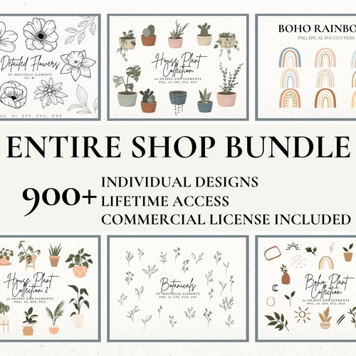 Boho SVG Bundle Bohemian Clip Art Set Botanical Flower Svg - Etsy