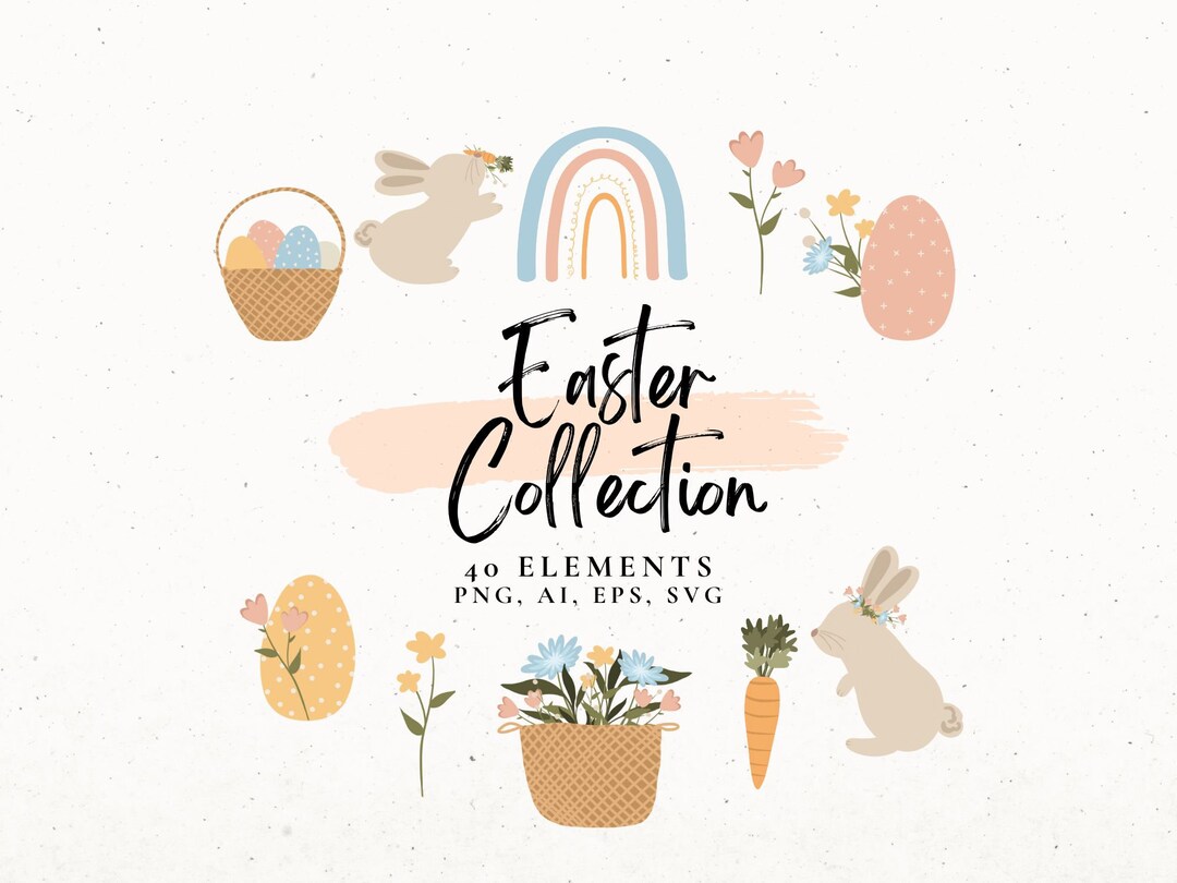 Easter SVG, Easter Clip Art Set, Boho Easter Bundle, Bunny Rabbit SVG ...