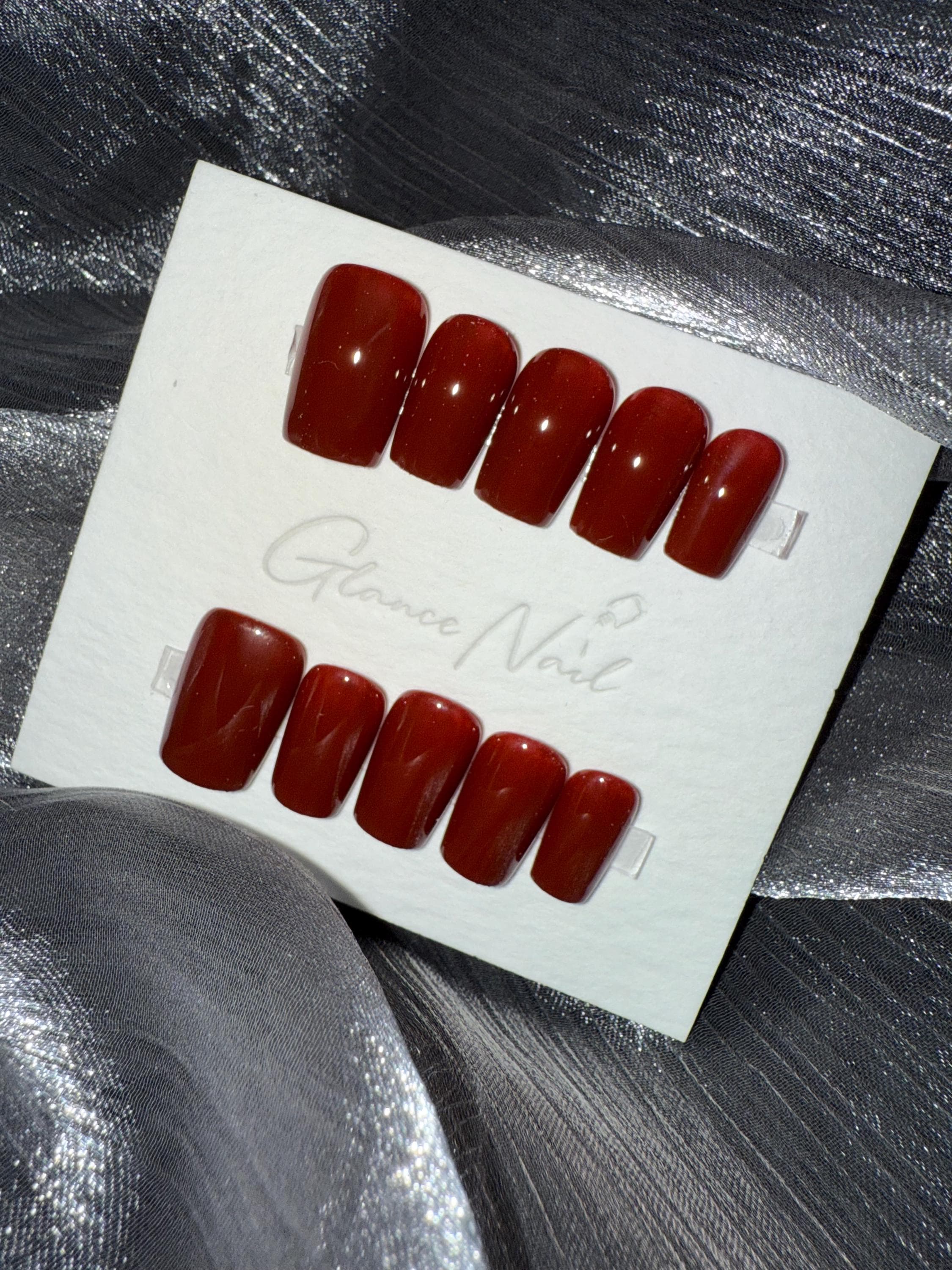 Burgundy Cherry Red Solid Color Short Coffin Luxury Press on Nails - Etsy