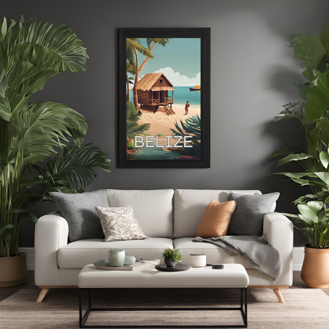 Colorful Belize Travel Poster - Tropical Paradise Art Print (digital ...