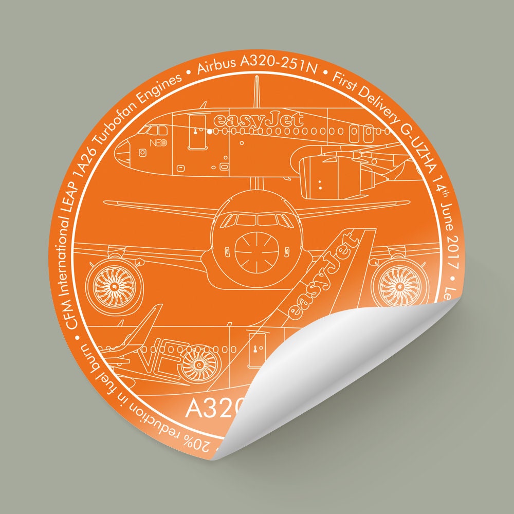 EasyJet A320neo Sticker Gift Piloot Cabinepersoneel Avgeek Student ...
