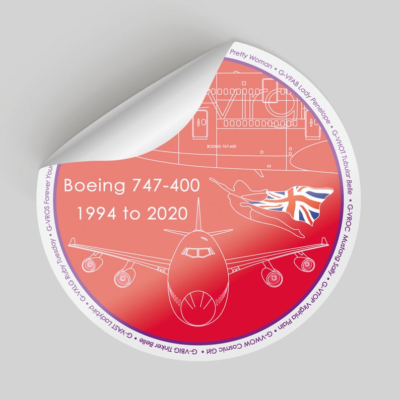 Virgin Atlantic 747 Commemorative Sticker Gift Pilot Cabin Crew Avgeek ...