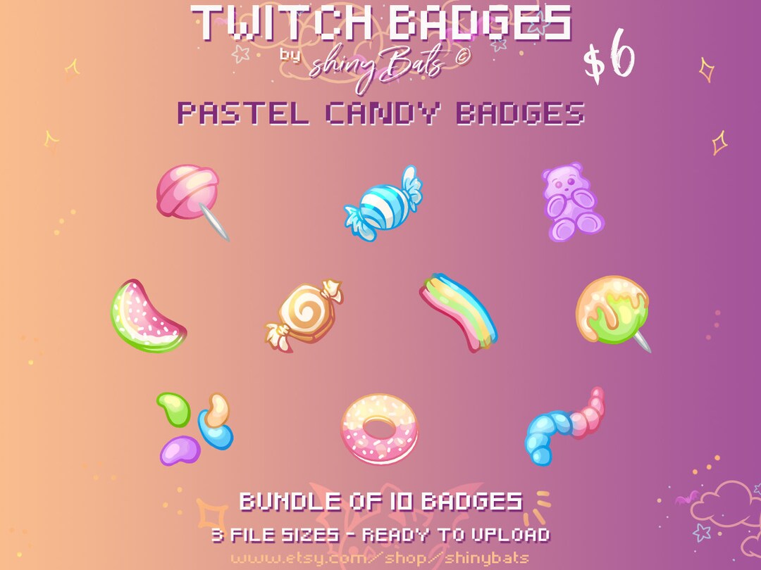 10 Pastel Candy Twitch Sub Badges for Affiliated or Partnered Stream ...