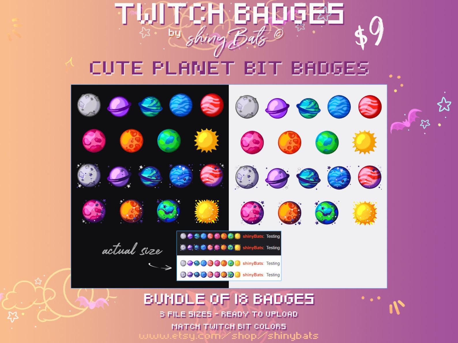 18 Cute Planet Twitch Bit Badges for Affiliated or Partnered Stream ...