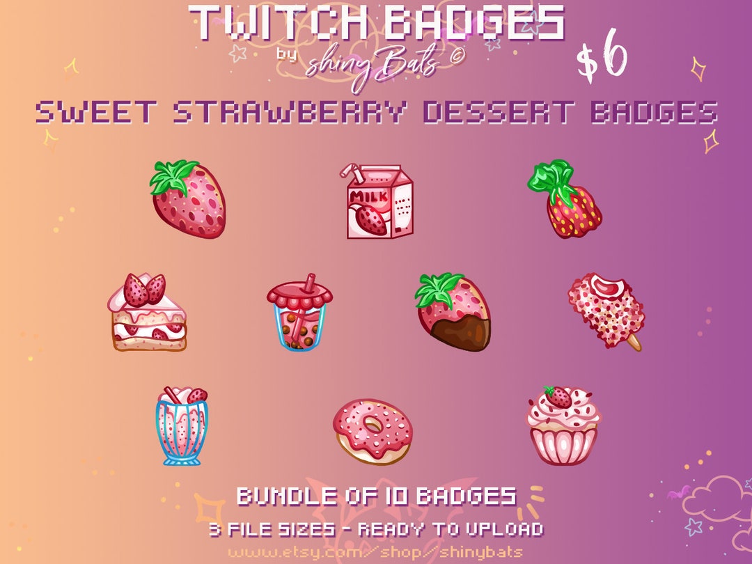 10 Strawberry Dessert Sub Badges Instant Download Bundle for Affiliated ...