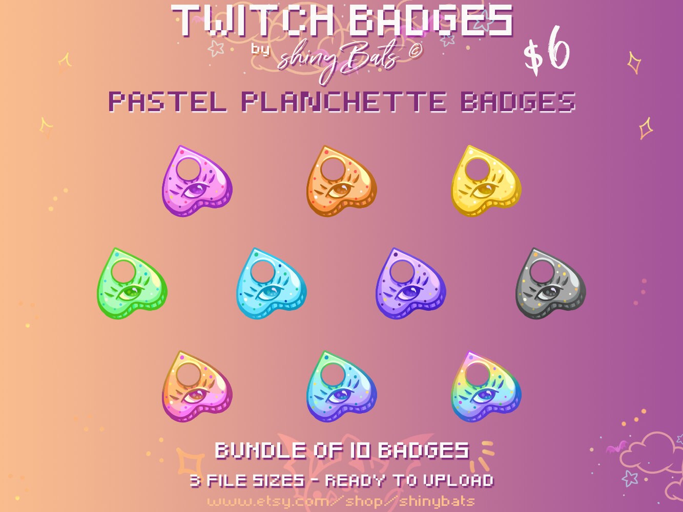 10 Pastel Planchette Twitch Sub Badges for Affiliated or Partnered ...