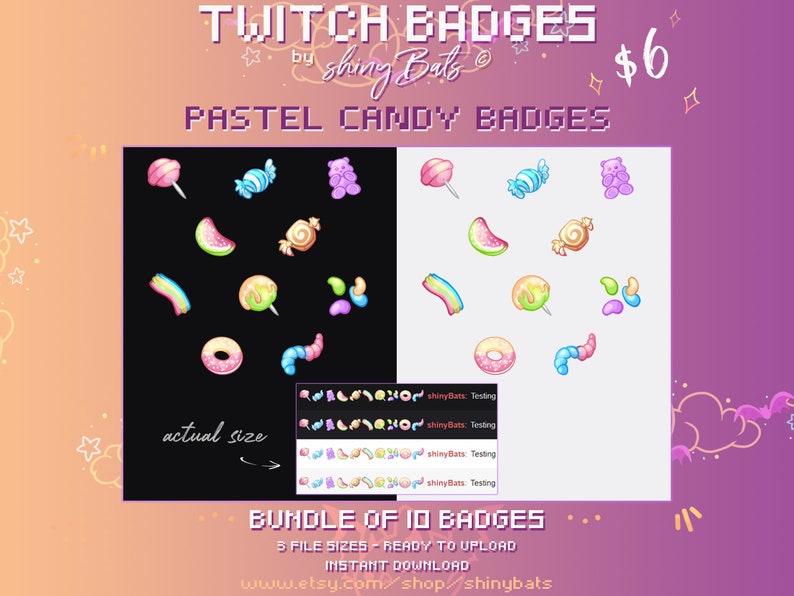 10 Pastel Candy Twitch Sub Badges for Affiliated or Partnered Stream ...