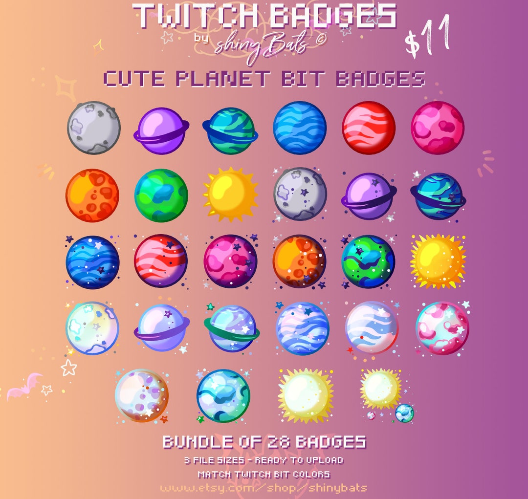 28 Cute Planet Twitch Bit Badges for Affiliated or Partnered Stream ...