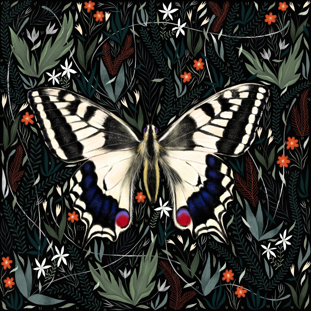 Butterfly Fine Art Print | Size A5 A4 A3 | Swallowtail Painting Wall ...