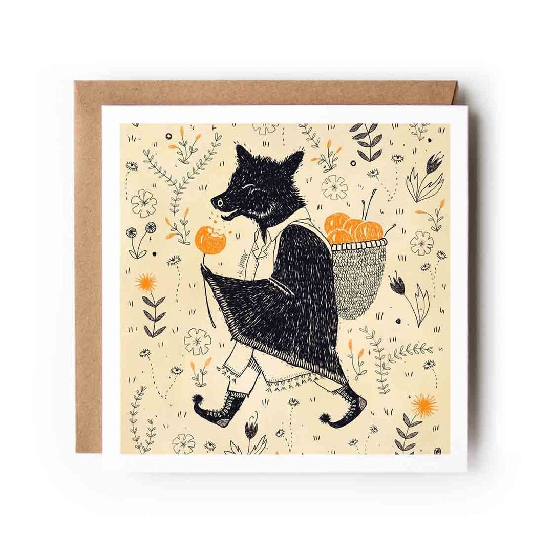 Cherry Bat Card | Cute Eating Fruit Bat Greeting Card | Folksy | Fine ...