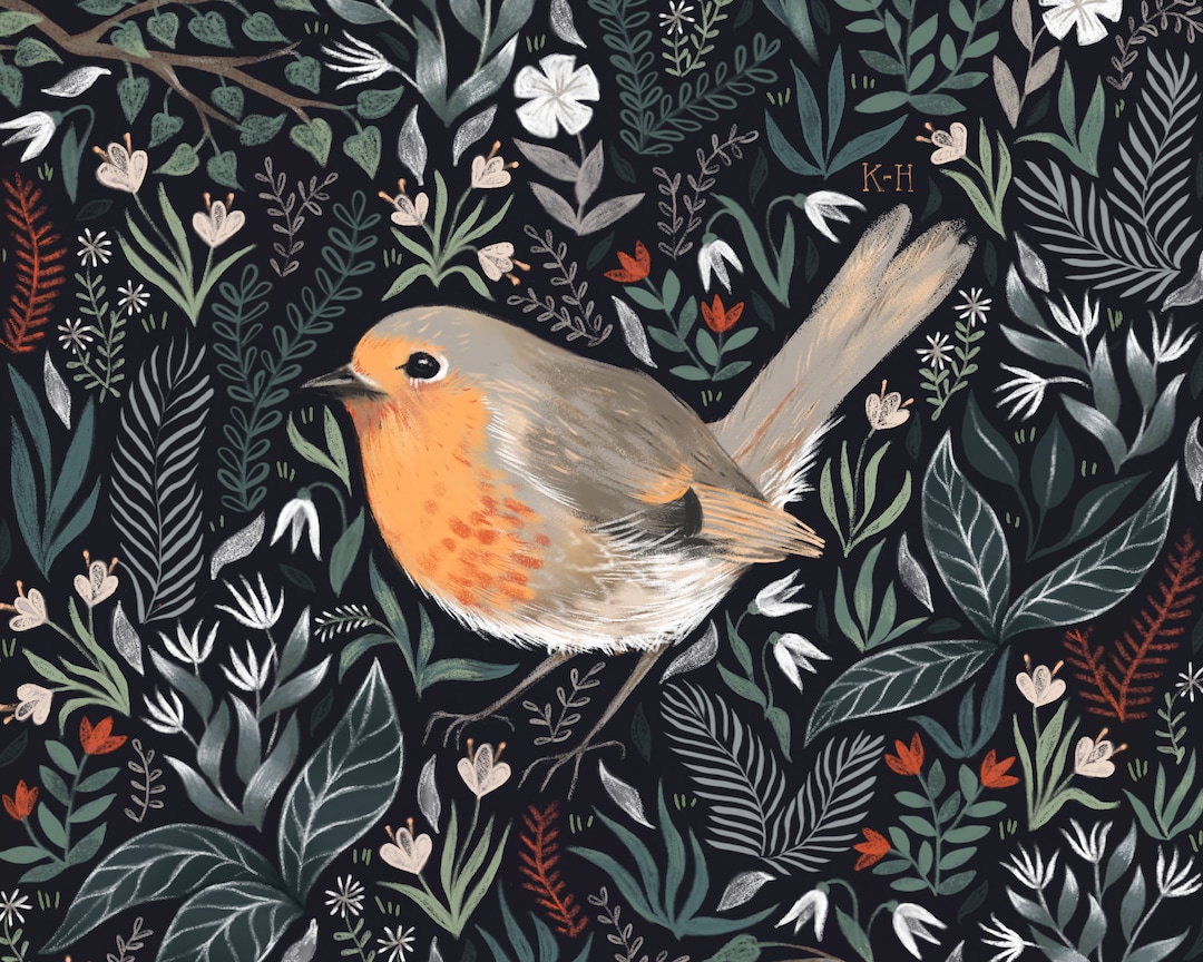Robin Fine Art Print | Size A5 A4 A3 | Kids Room Nursery Wall Art ...