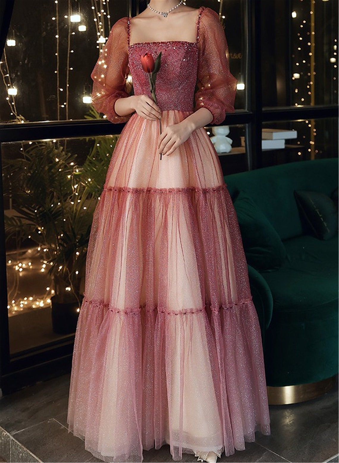 Robe de bal à manches longues/Robe de bal Tulle Prom/Robe | Etsy