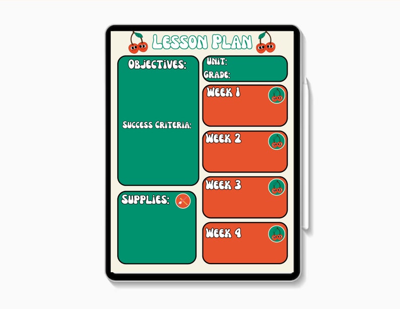 Weekly Lesson Plan Template- Groovy Classroom Digital Download 4 Lesson ...