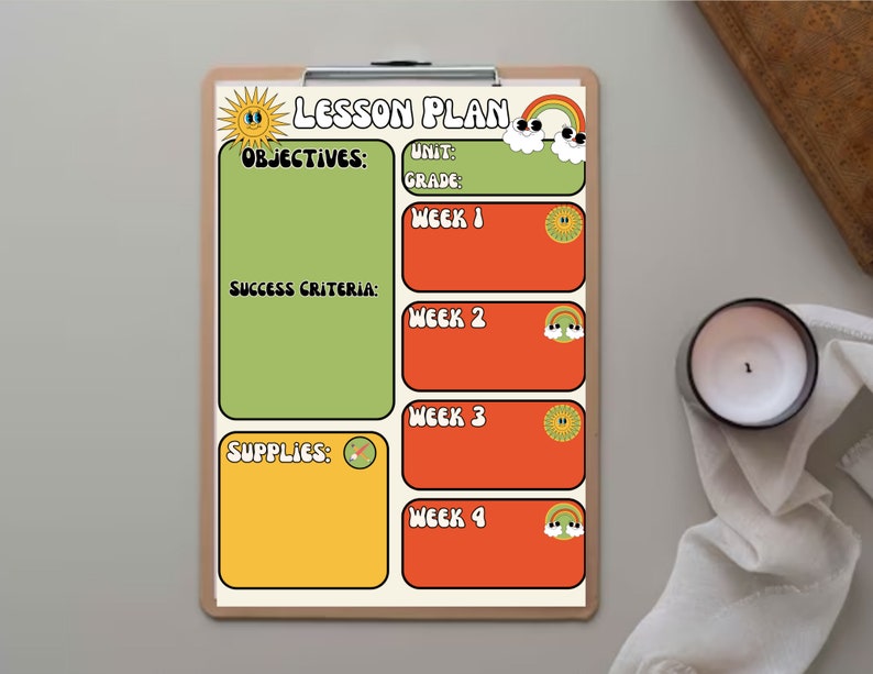 Weekly Lesson Plan Template- Groovy Classroom Digital Download 4 Lesson ...