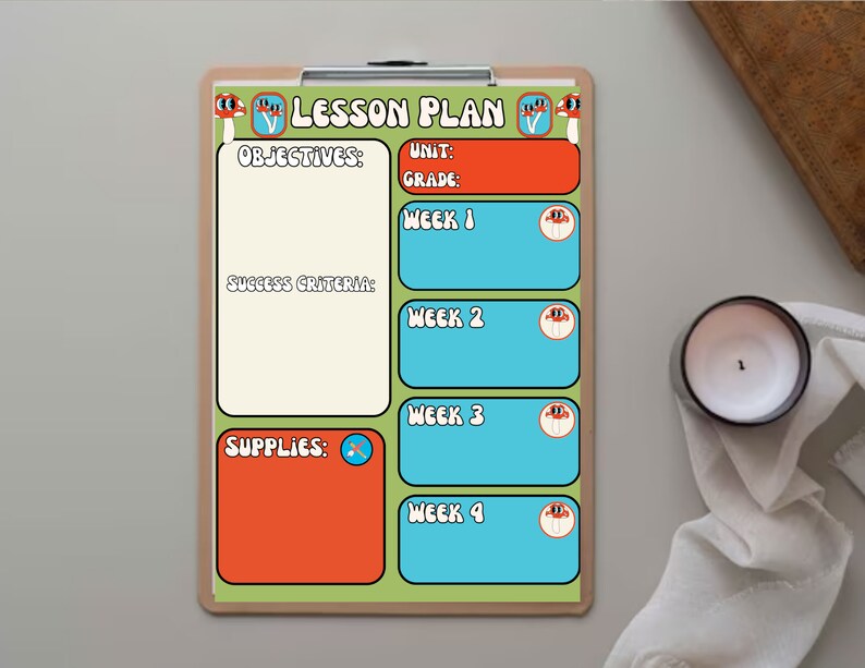 Weekly Lesson Plan Template- Groovy Classroom Digital Download 4 Lesson ...
